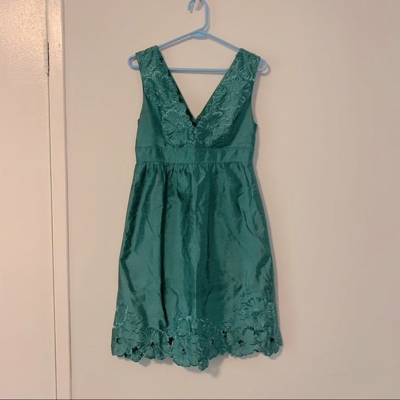 Adrianna Papell | Dresses | Adrianna Papell Silk Jade Dress With Floral ...